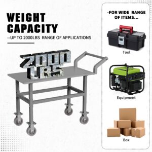 Work Height Platform Truck Cart, 2000LBS Weight Capacity Platform Cart with 5Inch Caster Provide Comfortable 28 Inch Working Platform Allow to Transport and Perform Easily Without Excessive Bending