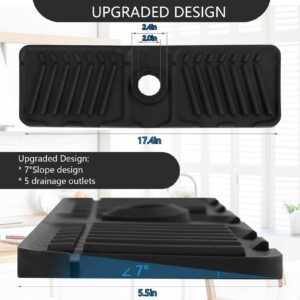 Dimber Sink Splash Guard, Kitchen Sink Splash Guard with 5 Drains, Faucet Mat for Kitchen Sink 17.4”x5.5”(Black,1-Pack)