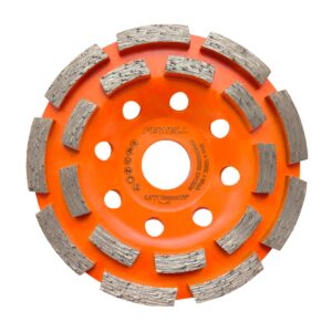 fewell 4 1/2” concrete grinding wheel, double row diamond cup wheel with 7/8” arbor for polishing and grinding concrete surface brick stone marble cement granite