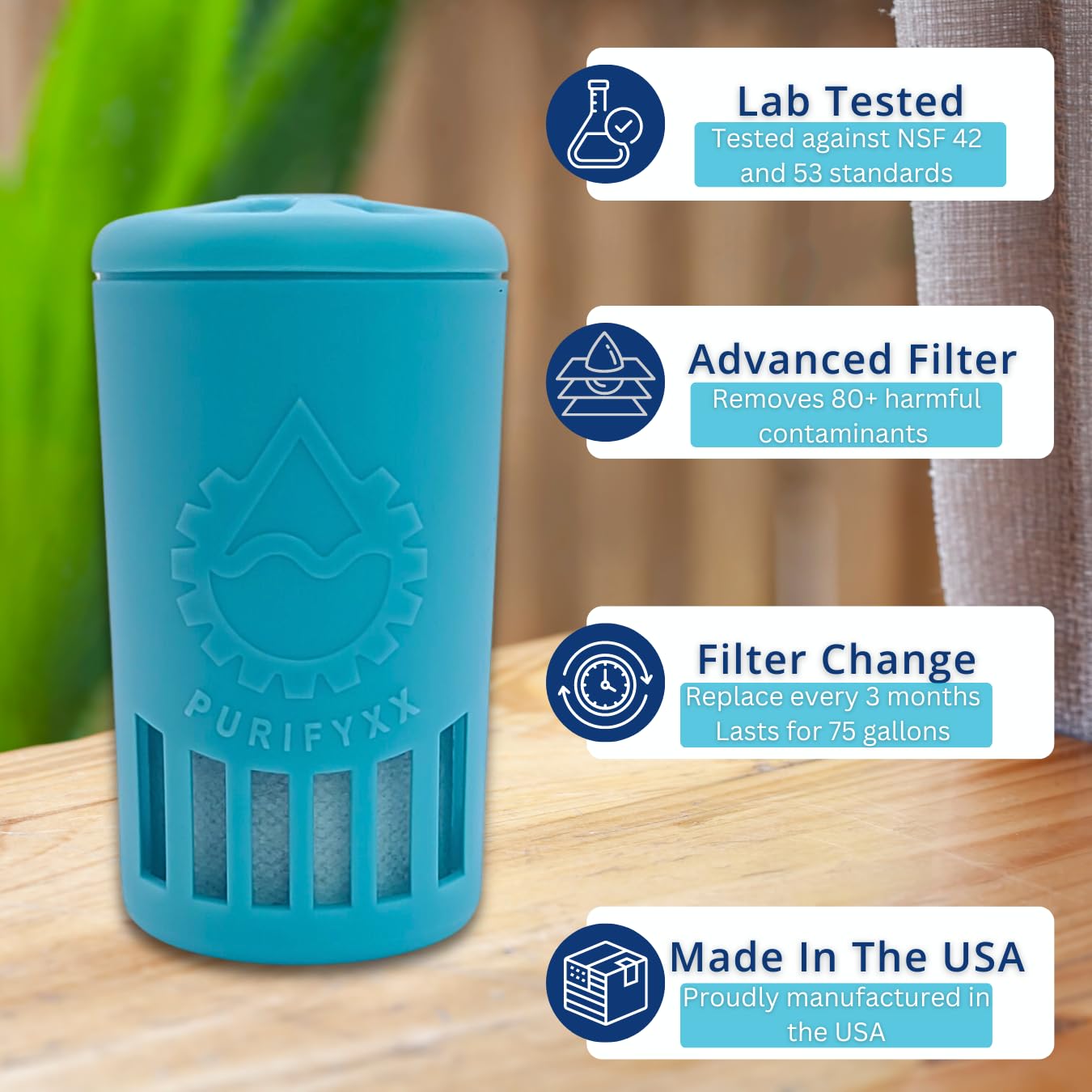 PURIFYXX | Hydropod Water Bottle Replacement Filter | Compatible with Epic Water Bottles | Easy Flow | 75gal | Lasts 3 Months | Removes Lead, Chlorine, Arsenic, VOC | Replace About 568 Plastic Bottles