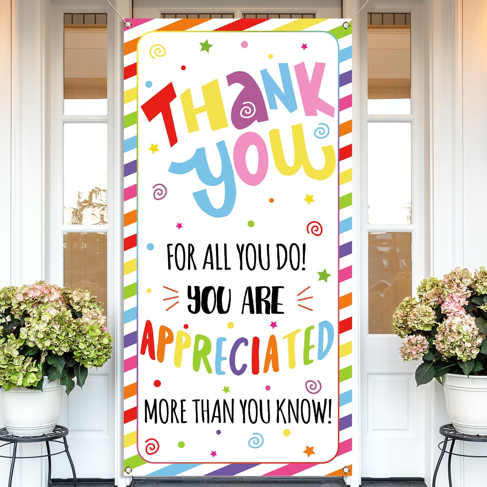 Vohado Thank You for All You Do Door Cover Thank You Banners for Employee Teacher Doctor Nurse Staff Appreciation Decorations 2024 Prom Congratulations Graduates Party Decor