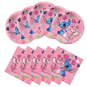 40pcs pink birthday party supplies, 20plate and 20napkin, pink party decorate supplies