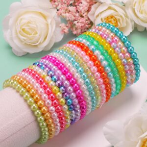 GAGANIU 2400pcs Pearl Beads, beads, 47 Colors beads for beacelets, Multicolor Bracelet Making Kit Round beads for Jewelry Making with Elastic String, DIY Crafts Beads Set.