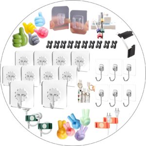 practical goodies 99 pcs,easy to have a tidy home,nail-free/waterproof/home organization command hooks sets,picture hanger/wire&cable organizer etc.,