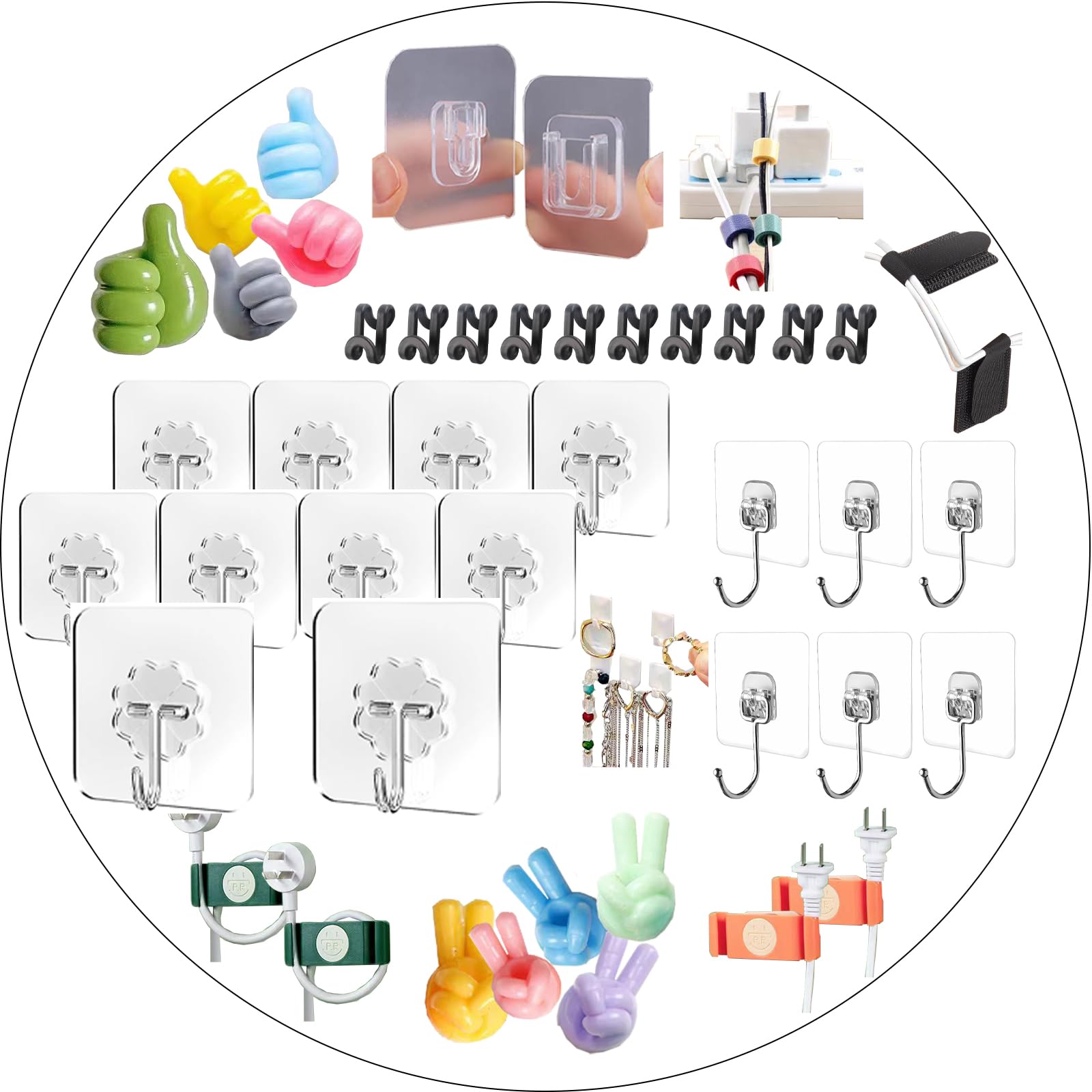 Practical Goodies 99 pcs,Easy to Have a Tidy Home,Nail-Free/Waterproof/Home Organization Command Hooks Sets,Picture Hanger/Wire&Cable Organizer etc.,