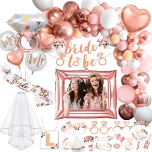 movinpe bachelorette party decoration bachelorette party accessories bride to be sash veil bridal shower weekend bride to be banner hen party photo props bride balloons bride glasses rose gold