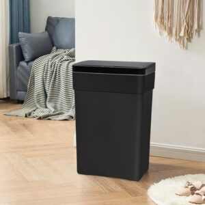 PayLessHere 13 Gallon 50 L Trash Can with Lid Plastic Kitchen Trash Bin Automatic Touch Free Motion Sensor Trash Can (1, Black)