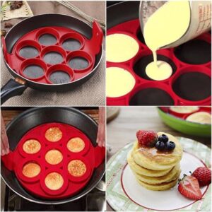 Generic Silicone Pancake Mold,Non Stick Pancake Maker,Silicone Pancake Molds Fried Egg Mold Reusable (2PCS(a+b))