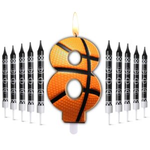 photect 11 pcs basketball birthday candles number 5-9 candle cake topper decor basketball themed birthday cake decorations for boys girls kids party supplies decoration (number 8)