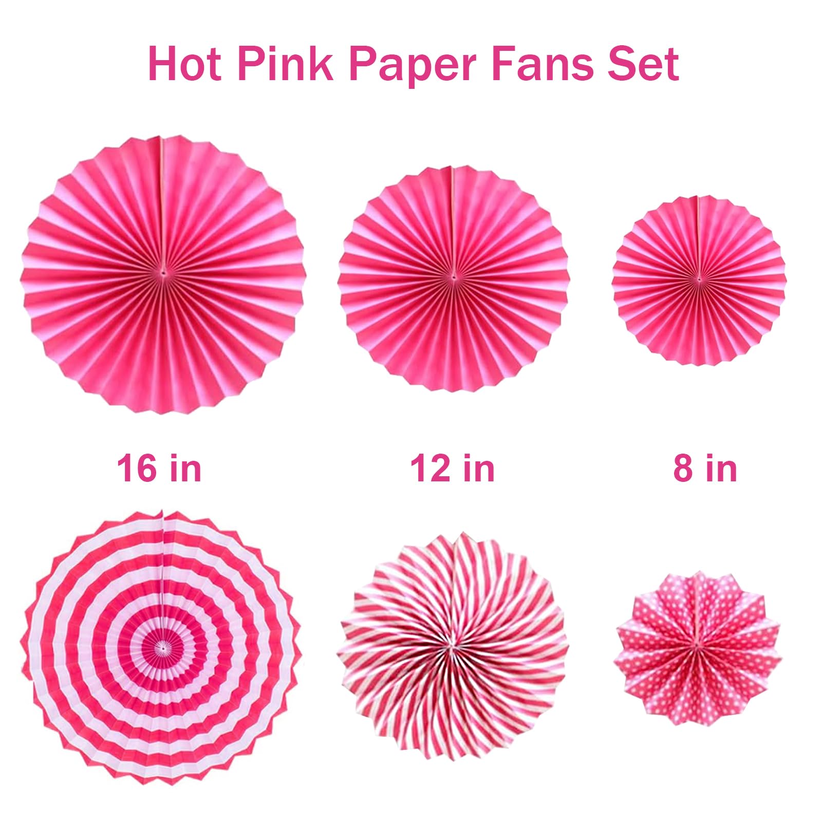 Cmaone Hotpink Party Decorations Pink Girls Paper Fan Birthday Baby Shower Tissue Pom Poms Streamers Bachelorette Party Supplies Tassel Garland Banner Wedding Decor