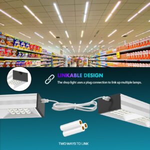 TychoLite 4FT LED Shop Light, 50W, 6000LM, 5000K Daylight, Linkable 4 Foot LED Light Fixture for Garage, 48 Inch Linear LED Light for Workshop, Utility Shop Lights, Suspended & Flush Mount, 4 Pack