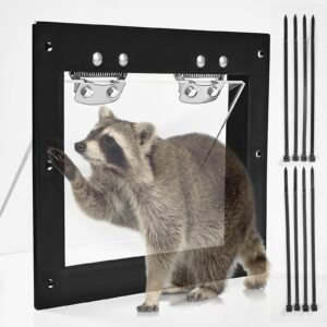 raccoon one way eviction door, raccoon trap live catcher, the raccoon trap contactless excluder for attics, under decks, and chimneys, diy installation(with 8 tie tapes)