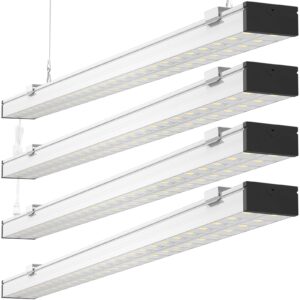 antlux 4ft led shop lights, 72w 8000lm super bright led garage light，5000k linkable 4 foot led shop lighting for garage with plug, 48 inch led light fixtures for garage warehouses shops, 4 pack