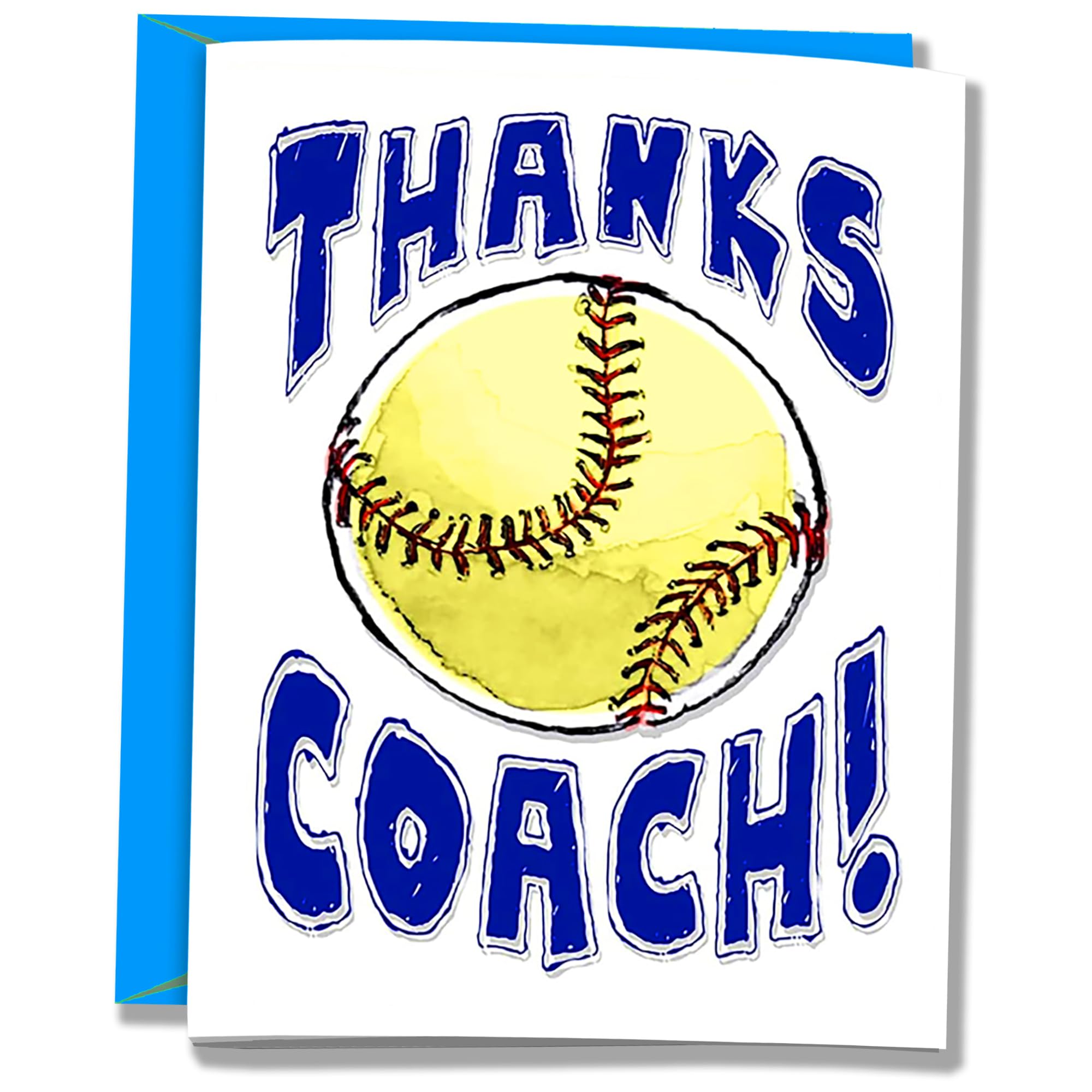 1-Pack Awesome SOFTBALL Coach (5x7) Thanks Coach Card Greeting Card Set Awesome for Softball Players, Teams, Coaches, Family and Fans - Your Coaches Will Love 'Em!