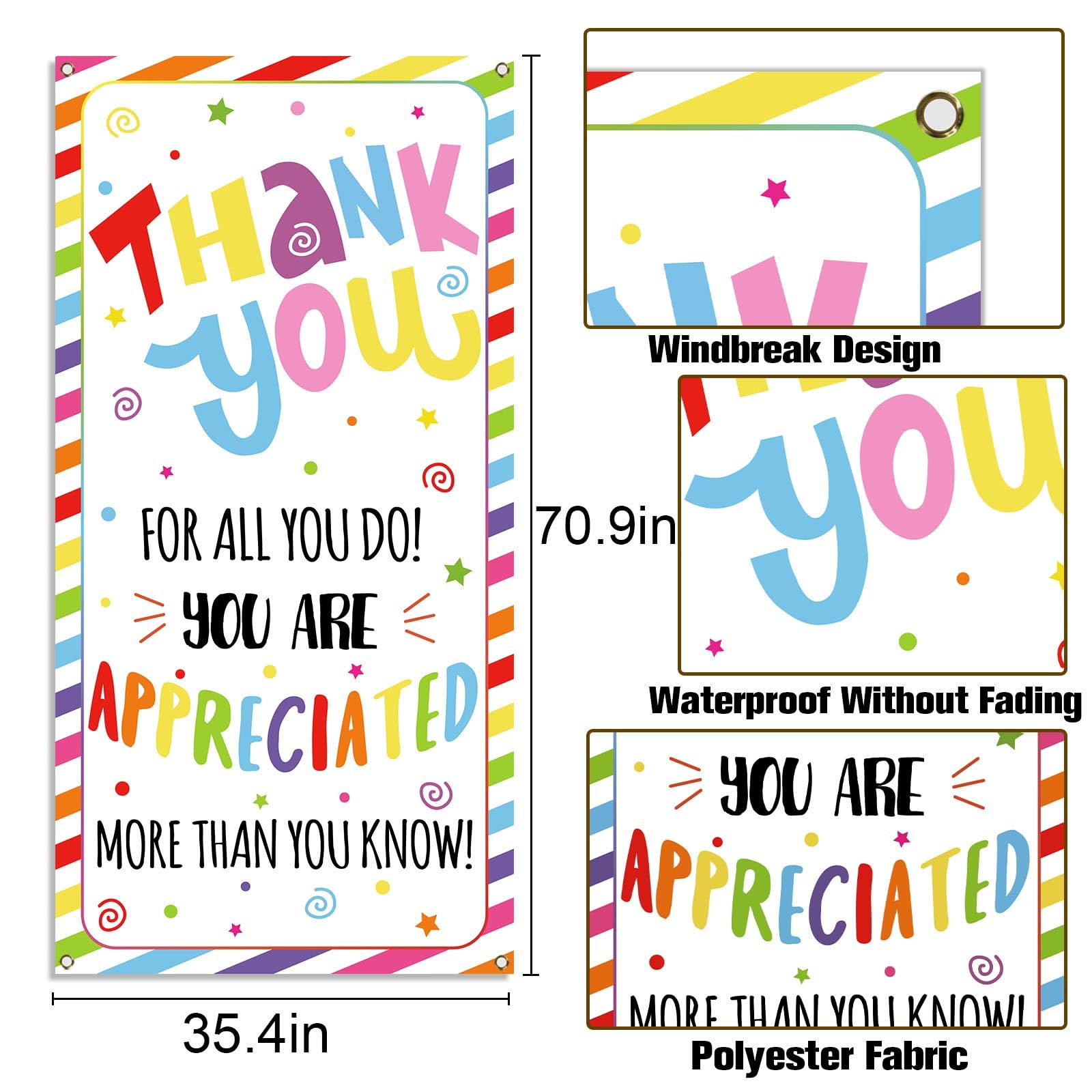 Vohado Thank You for All You Do Door Cover Thank You Banners for Employee Teacher Doctor Nurse Staff Appreciation Decorations 2024 Prom Congratulations Graduates Party Decor