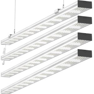 tycholite 4ft led shop light, 50w, 6000lm, 5000k daylight, linkable 4 foot led light fixture for garage, 48 inch linear led light for workshop, utility shop lights, suspended & flush mount, 4 pack