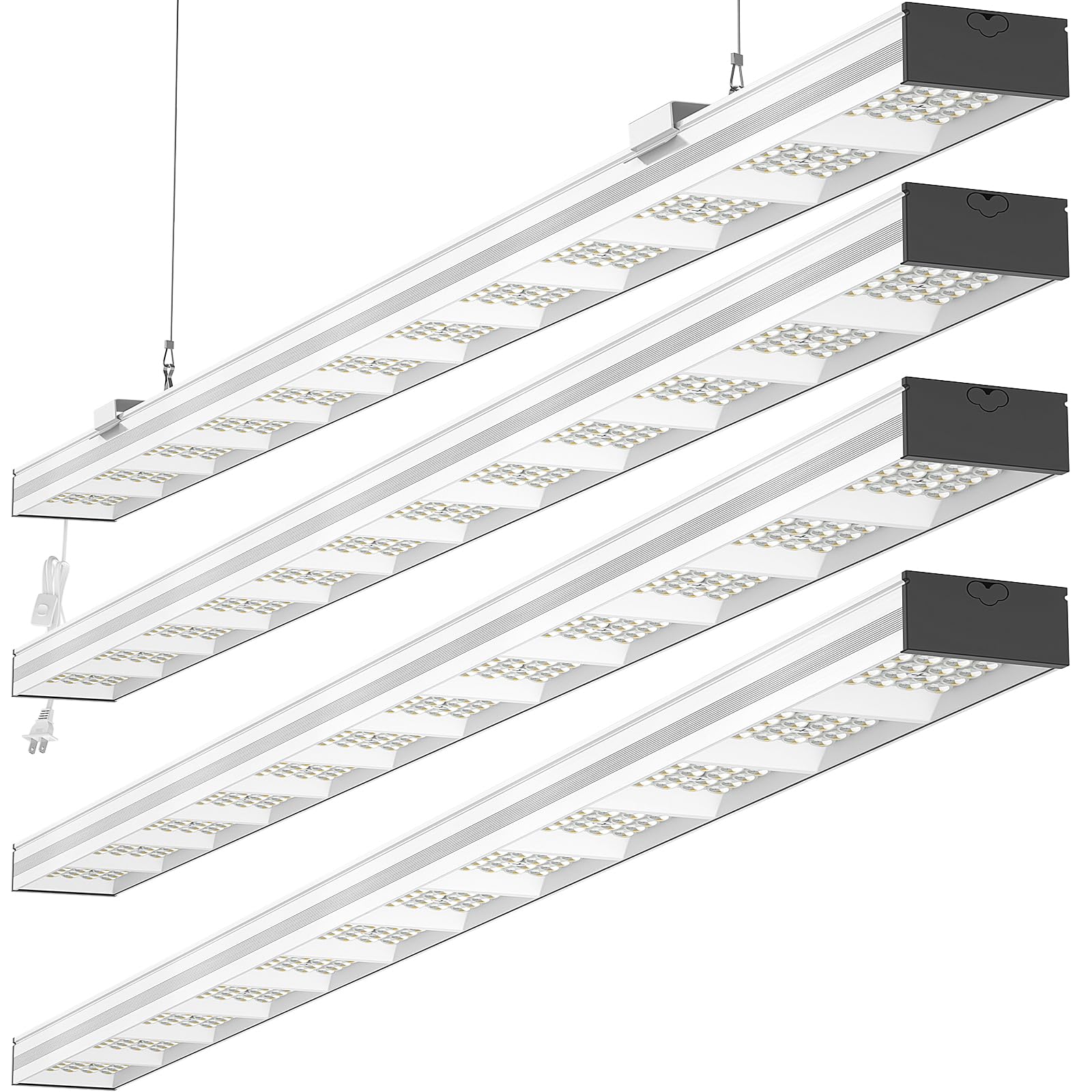 TychoLite 4FT LED Shop Light, 50W, 6000LM, 5000K Daylight, Linkable 4 Foot LED Light Fixture for Garage, 48 Inch Linear LED Light for Workshop, Utility Shop Lights, Suspended & Flush Mount, 4 Pack