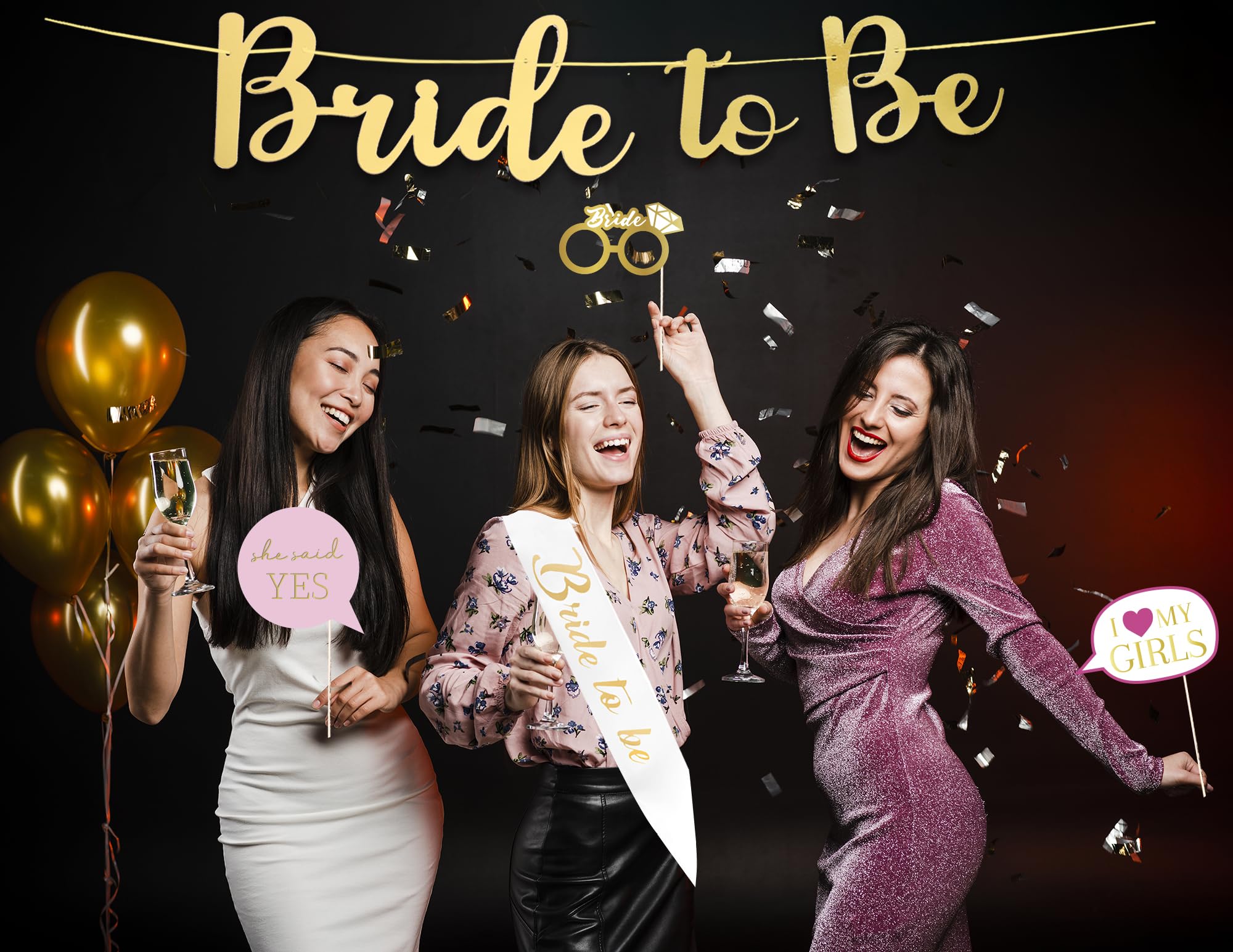 Chug Buddy Bachelorette Party Decorations Pack - Bride Sash, Bride to Be Banner, Tattoos, Confetti & Photo Booth Props - Bachelorette Party Supplies & Accessories