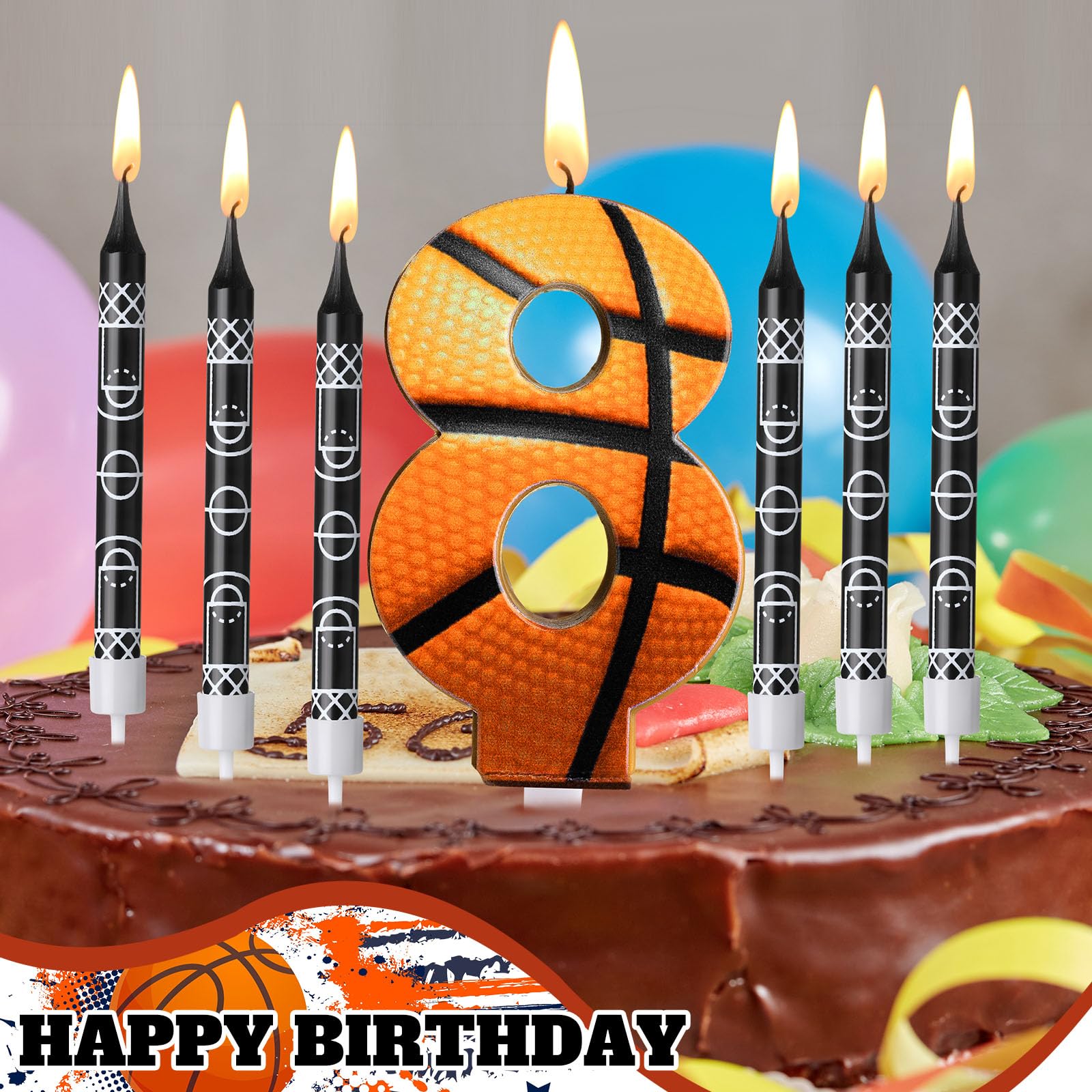 Photect 11 Pcs Basketball Birthday Candles Number 5-9 Candle Cake Topper Decor Basketball Themed Birthday Cake Decorations for Boys Girls Kids Party Supplies Decoration (Number 8)