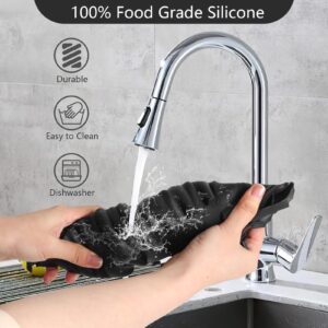 Dimber Sink Splash Guard, Kitchen Sink Splash Guard with 5 Drains, Faucet Mat for Kitchen Sink 17.4”x5.5”(Black,1-Pack)