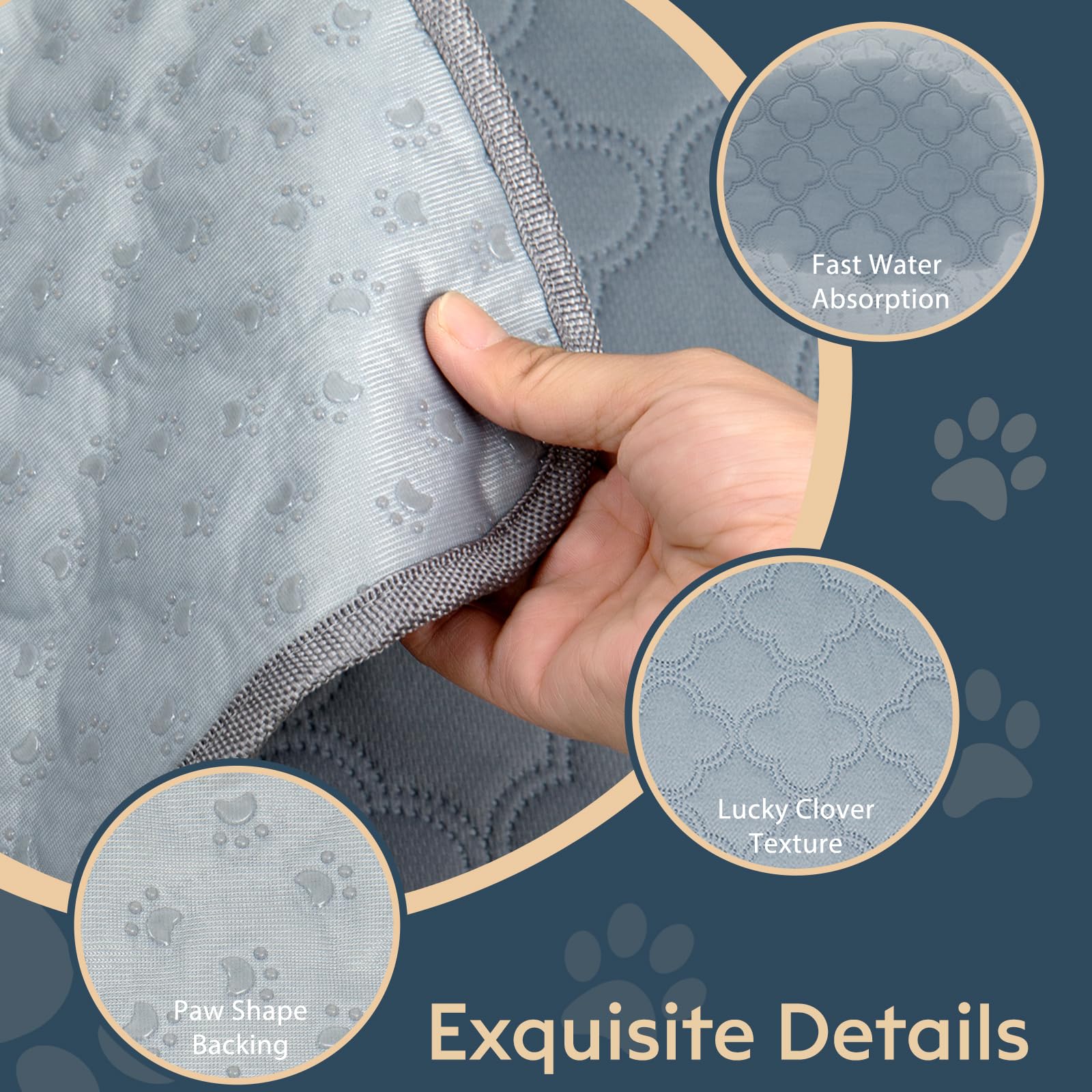 FunFurry Washable Guinea Pig Cage Liner - 2 Pack Reusable Washable Pee Pads，Waterproof Guinea Pig Bedding for Small Animal - Rabbit Bunny Hamster Puppy (Light Grey, 24" X 47" - 2 Pack)