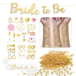 chug buddy bachelorette party decorations pack - bride sash, bride to be banner, tattoos, confetti & photo booth props - bachelorette party supplies & accessories