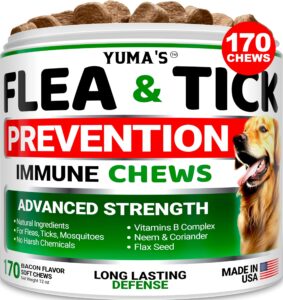 flea and tick prevention for dogs chewables - 170 chews - natural dog flea and tick treatment chewable - flea and tick chews for dogs - soft oral flea pills for dogs - all breeds & ages - bacon flavor