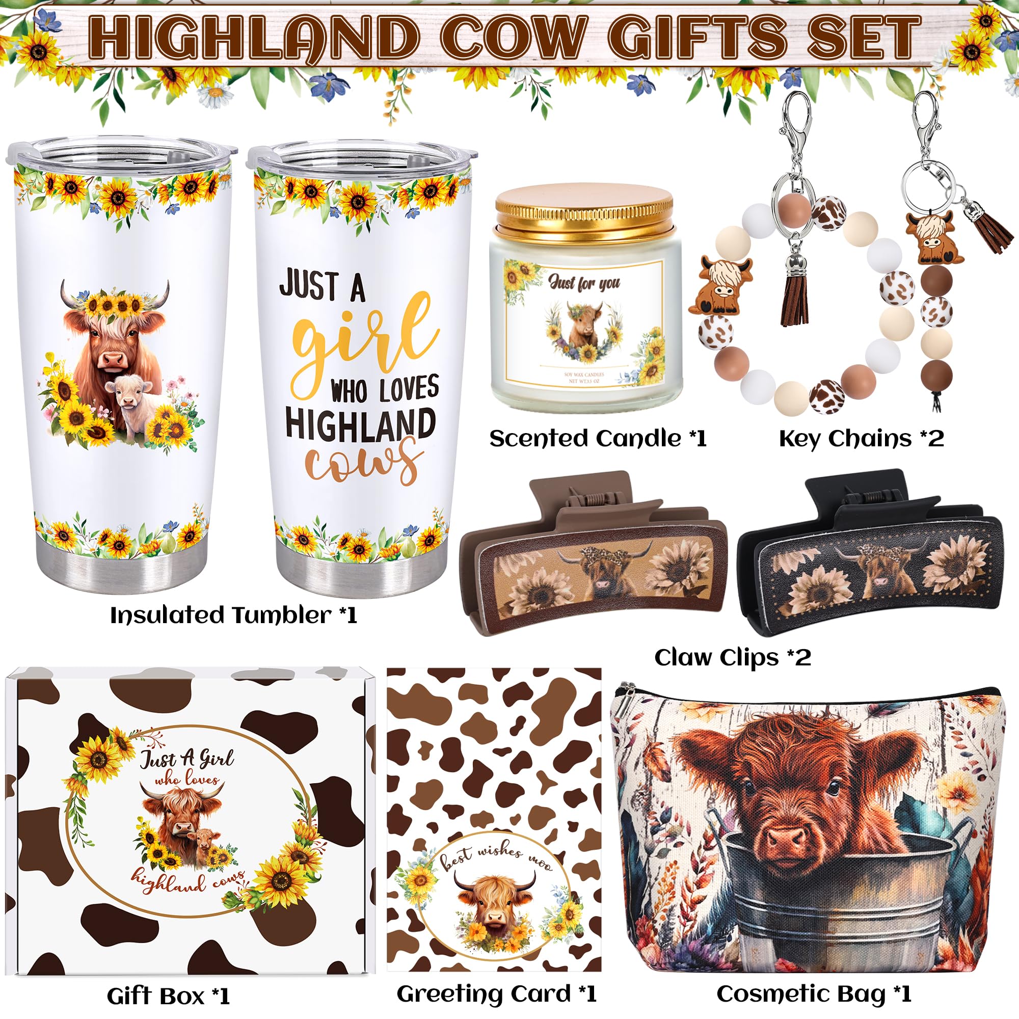 POMINEL Highland Cow Gifts, Highland Cow Gifts Set for Women Girls