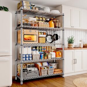 reibii 5 tier wire shelving,storage shelves metal shelves for storage loads 1200lbs,adjustable garage shelving heavy duty metal shelving storage rack for pantry kitchen,71''hx35.5''wx14''d,chrome