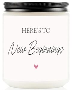 new beginnings gifts for women, going away, goodbye, farewell gifts for coworkers, congratulations new job gifts, divorce gifts for women, handmade lavender natural soy wax candle gifts (7oz)