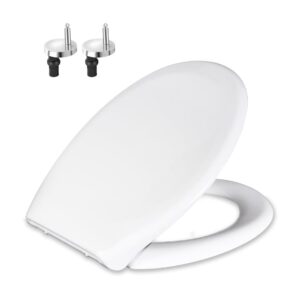 generic soft close toilet seat, toilet seat with quick release for easy clean, oval shape toilet seat for standard size, universal and durable toilet seats, toilet seat with adjustable hinges, white