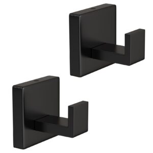 vinhold black towel hooks, heavy duty wall hooks for hanging robe, coats, bags, kitchenware, suitable for bathrooms, kitchens and living rooms (2 pack)