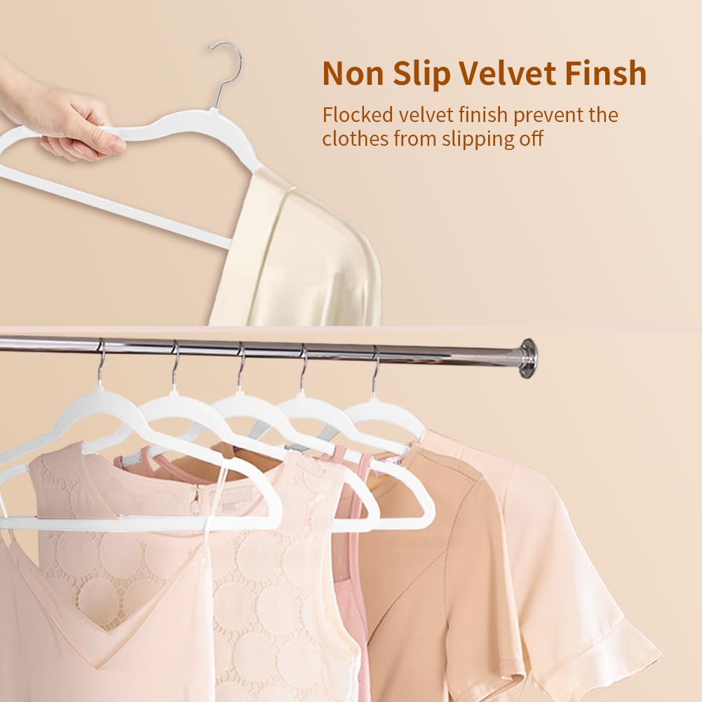 Stormix 36 Pack Velvet Hangers, 17.3 x 8.9 Inches Clothes Hangers, Non Slip Dresses Hangers with Shoulder Notches for Adult White