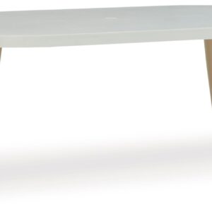 Signiture Design by Ashley Seton Creek Outdoor Dining Table, 80" W x 42" D x 29" H, White & Light Brown