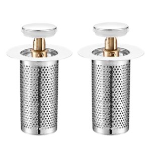 generic 2pcs stainless steel floor drain filter, bathtub sink strainer, pop-up sink filter, bathroom sink strainer for kitchen, bathtub, sink water pipe and floor drain (long)