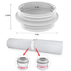 Portable Air Conditioner Hose Connector for Both 5.1"/5.9" Exhasut Vent Hoses with Clockwise & Counter Clockwise Threads, Universal Mobile AC Unit Vent Hose Coupler Coupling Extension