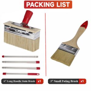 60" Long Handle 6" Deck Stain Brush Applicator with 3" Paint Brush, Block Staining Brushes for Woodstains, Oils, Decking Paints, Decking Stains, Deck Coatings, Fence Wall Furniture Paints