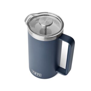 yeti rambler 34 oz. french press coffee maker, with groundscontrol filter, navy