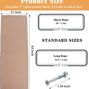 17" 19" 21" Wide Zero Gravity Chair Replacement Fabric, Repair Cloth with 4 Gravity Chair Replacement Cord Screws Kit, Zero Gravity Chair Accessories for Sling Patio Lawn Lounge Chair, Tan