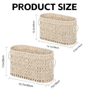 Airsnigi Toilet Paper Storage, 2 Pack Toilet Paper Basket for Bathroom Storage Wicker Toilet Paper Holder for 6 Mega Rolls Waterproof Wicker Bathroom Storage Basket, White