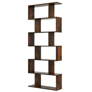 generic vcjta 6-tier s-shaped bookshelf storage display in coffee finish for organizing aesthetic home decor, e294821383551