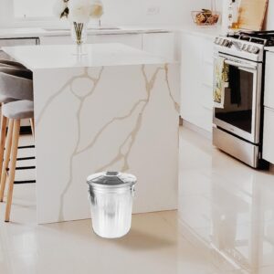 PRETYZOOM Stainless Steel Trash Cans with Lids: Round Outdoor Garbage Can Farmhouse Retro Metal Waste Bin Dog Poop Trash Can for Garden Yard Bedroom Bathroom