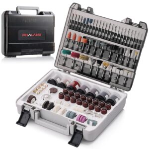 rotary tool accessories kit - 420pcs rotary tool bits, phalanx 1/8"(3.2mm) diameter shanks universal fitment with carrying case easy storage, cutting bits polishing wheel carving drilling cleaning etc