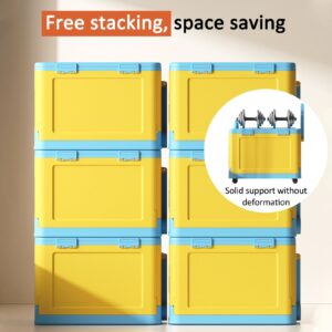 Collapsible Kids Storage Box with Building Base for Lego Toy Organizer Bins with Lids and Wheels Stackable Toys Chest Containers Building Block Bricks Storage Case for Children