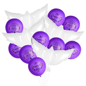 39 pcs dove memorial balloons, peace dove and purple to release in sky biodegradable balloons to memory life floting balloons for funeral, happy heavenly