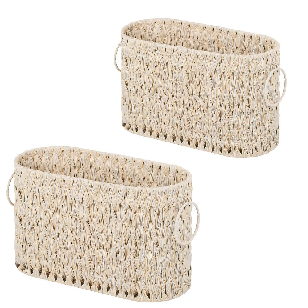 Airsnigi Toilet Paper Storage, 2 Pack Toilet Paper Basket for Bathroom Storage Wicker Toilet Paper Holder for 6 Mega Rolls Waterproof Wicker Bathroom Storage Basket, White