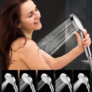 FASDUNT Shower Head with Handheld, High Pressure Handheld Shower Head with 80" Extra Long Stainless Steel Hose & Adjustable Bracket, Showerhead with ON/OFF Switch for Pets Bath