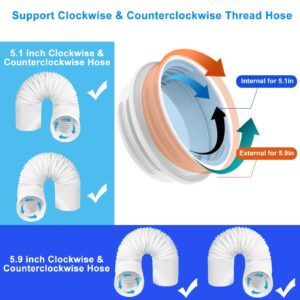 Portable Air Conditioner Hose Connector for Both 5.1"/5.9" Exhasut Vent Hoses with Clockwise & Counter Clockwise Threads, Universal Mobile AC Unit Vent Hose Coupler Coupling Extension