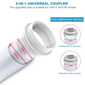 Portable Air Conditioner Hose Connector for Both 5.1"/5.9" Exhasut Vent Hoses with Clockwise & Counter Clockwise Threads, Universal Mobile AC Unit Vent Hose Coupler Coupling Extension