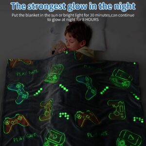 Glow in The Dark Gaming Blanket,Gamer Game Controller Gifts for Boys,Gift Toys for Kids Boys Teen Son Adult Gamepad Presents,Soft Blanket Gifts for Boys for Birthday Christmas Easter Gifts, 50"x60"